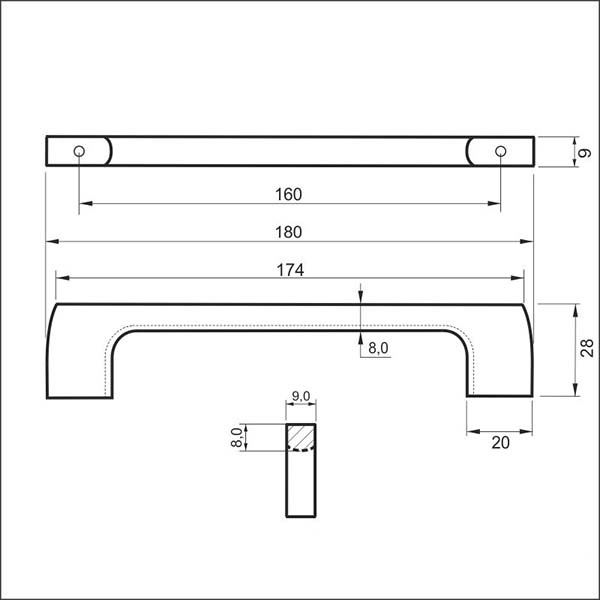 Úchytka Nancy - 160 - Sat/Nikl